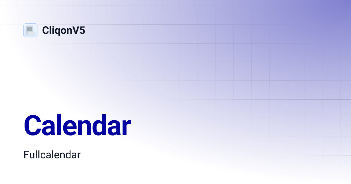 Calendar | CliqonV5
