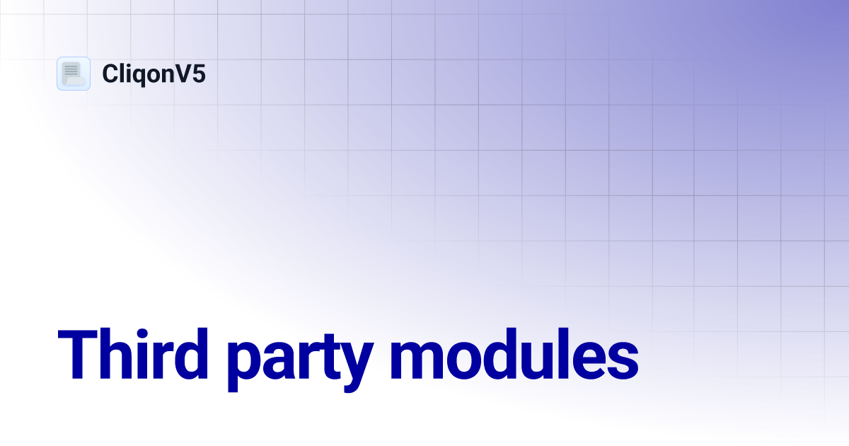 Third party modules | CliqonV5
